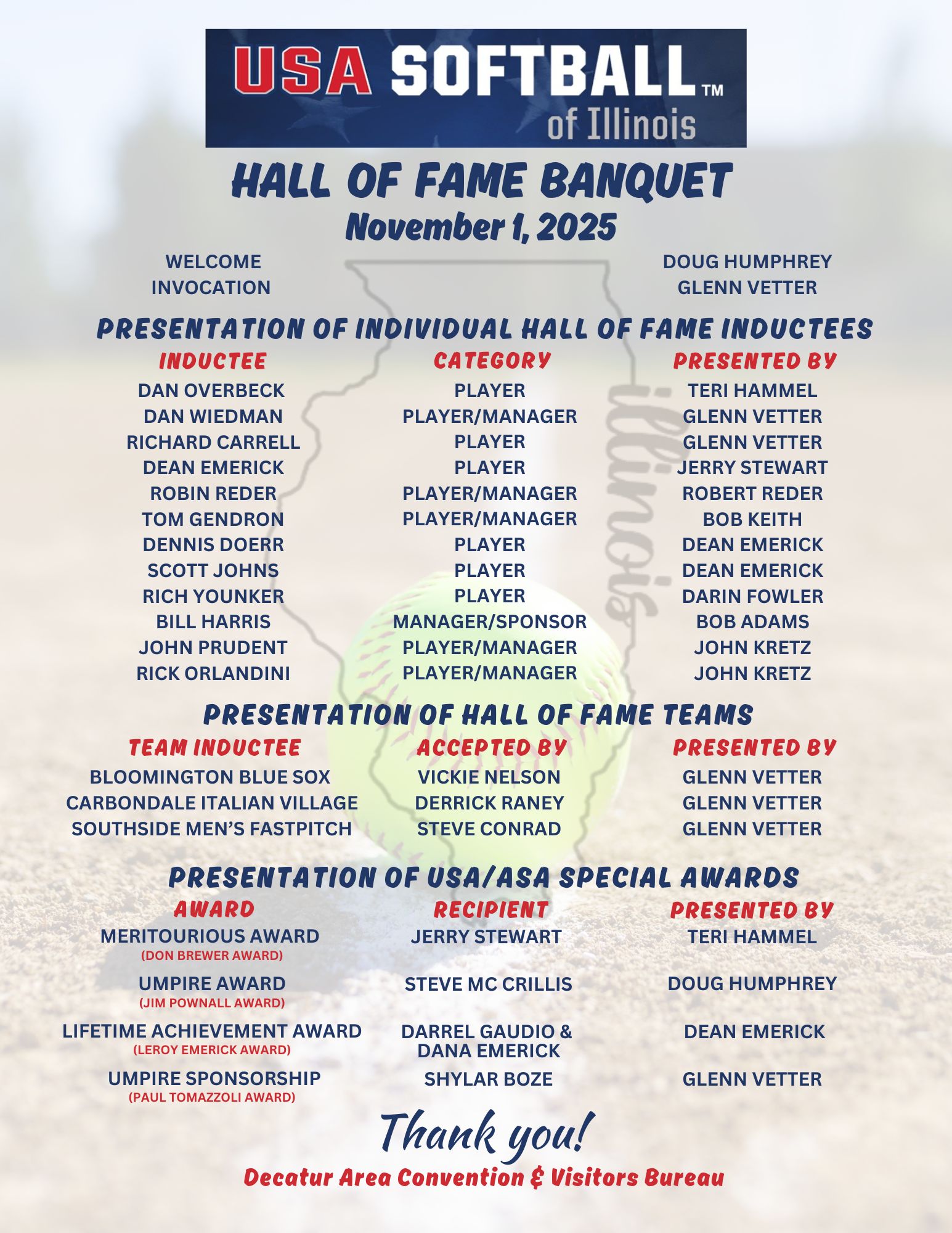 2025 Hall of Fame Inductees | USA Softball of Illinois Hall of Fame Museum